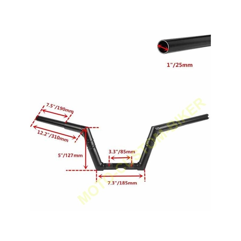 guidon moto black drag pour harley davidson et custom, bobber